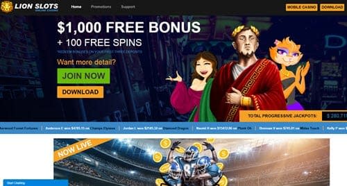 Lion Slots Online Casino Review - Get 100 Free Spins!